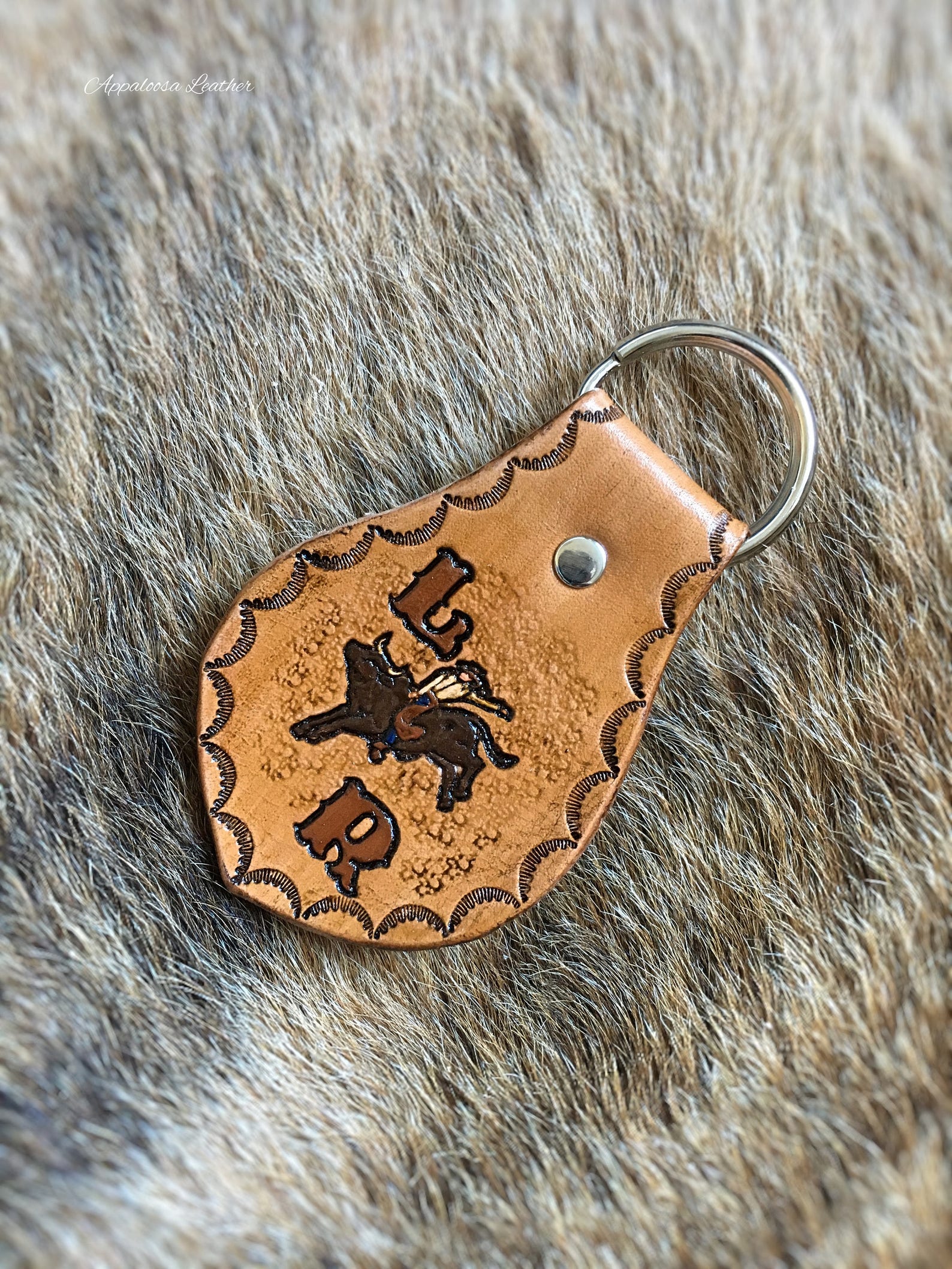 Rodeo Bull Riding Custom Leather Keychain - Etsy