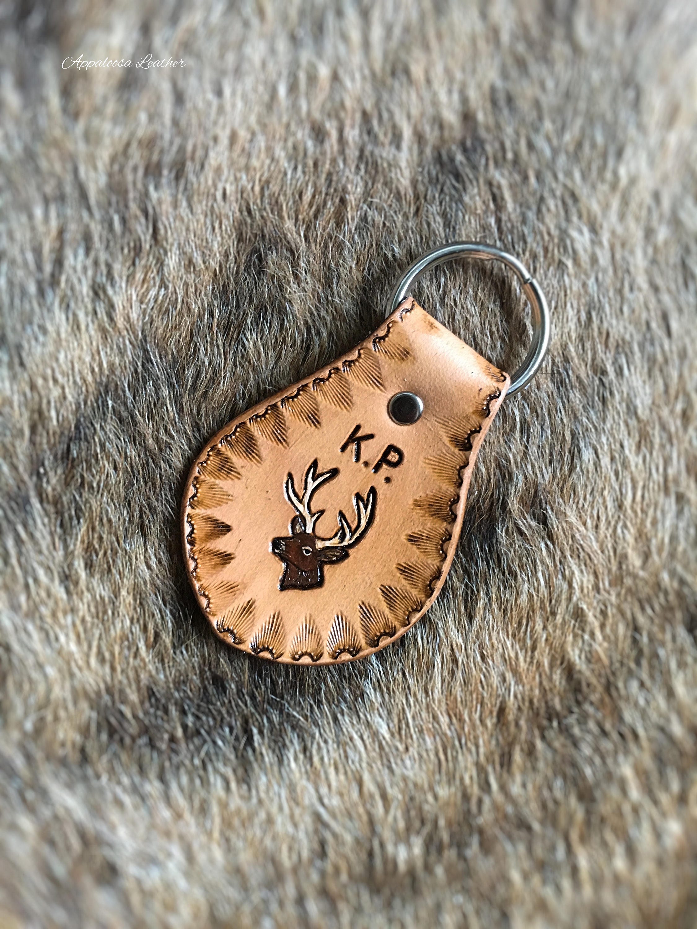 Mule Deer Buck Head Custom Leather Keychain - Etsy Canada