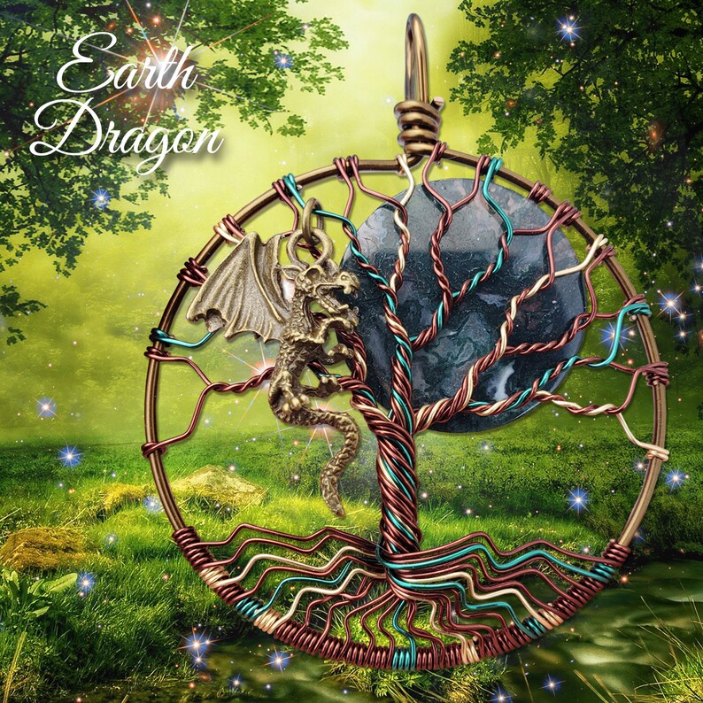 Earth Dragon Tree of Life Pendant / Tree of Life Jewelry / Dragon ...
