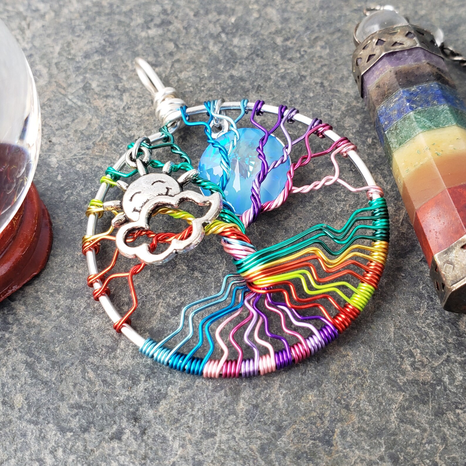 Rainbow Tree of Life Pendant / Junior Tree of Life Necklace | Etsy