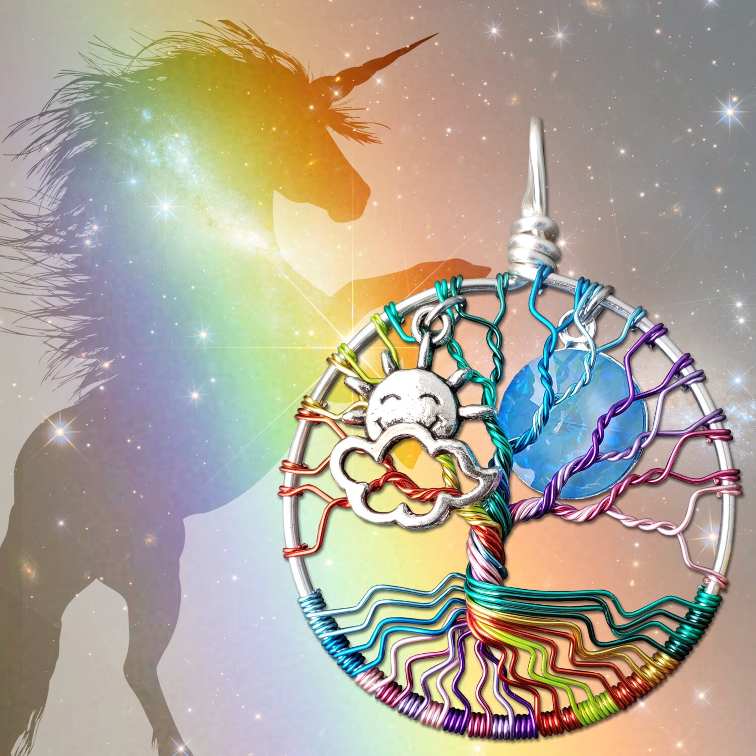 Rainbow Tree of Life Pendant / Junior Tree of Life Necklace | Etsy