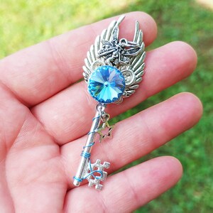 Winged Fairy Fantasy Key Pendant / Skeleton Key Charm / Pagan Necklace ...