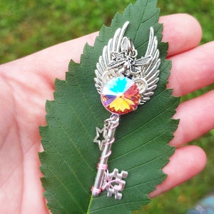 Winged Fairy Fantasy Key Pendant / Skeleton Key Charm / Pagan Necklace ...