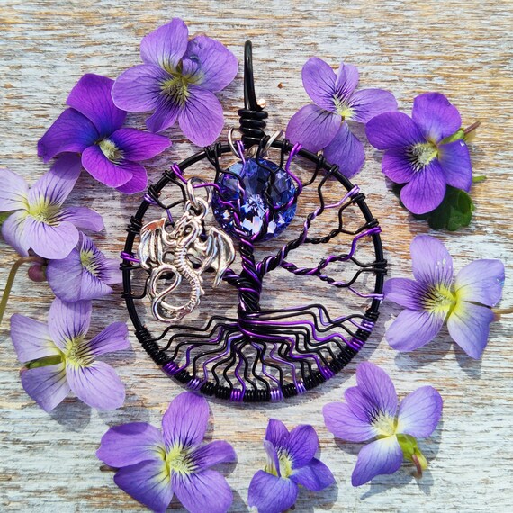 Purple Dragon Junior Tree of Life Pendant - Etsy