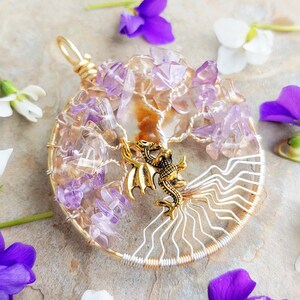Ametrine Dragon Tree of Life Pendant - Etsy