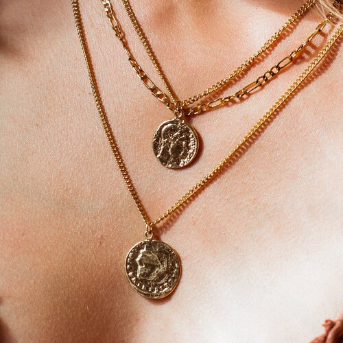 Gold Coin Necklace Set Layered Coin Necklace Gold Filled - Etsy