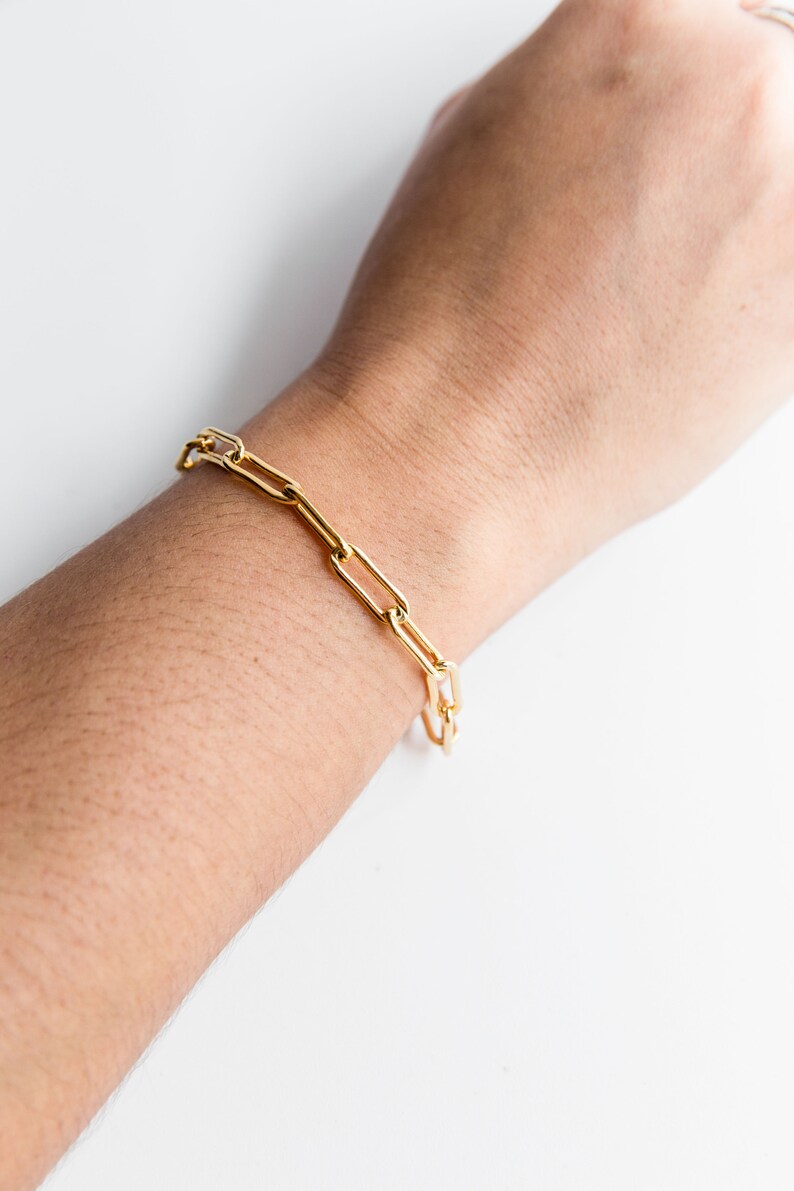 Gold Link Chain Bracelet 14k Gold Filled Rectangle Chain - Etsy