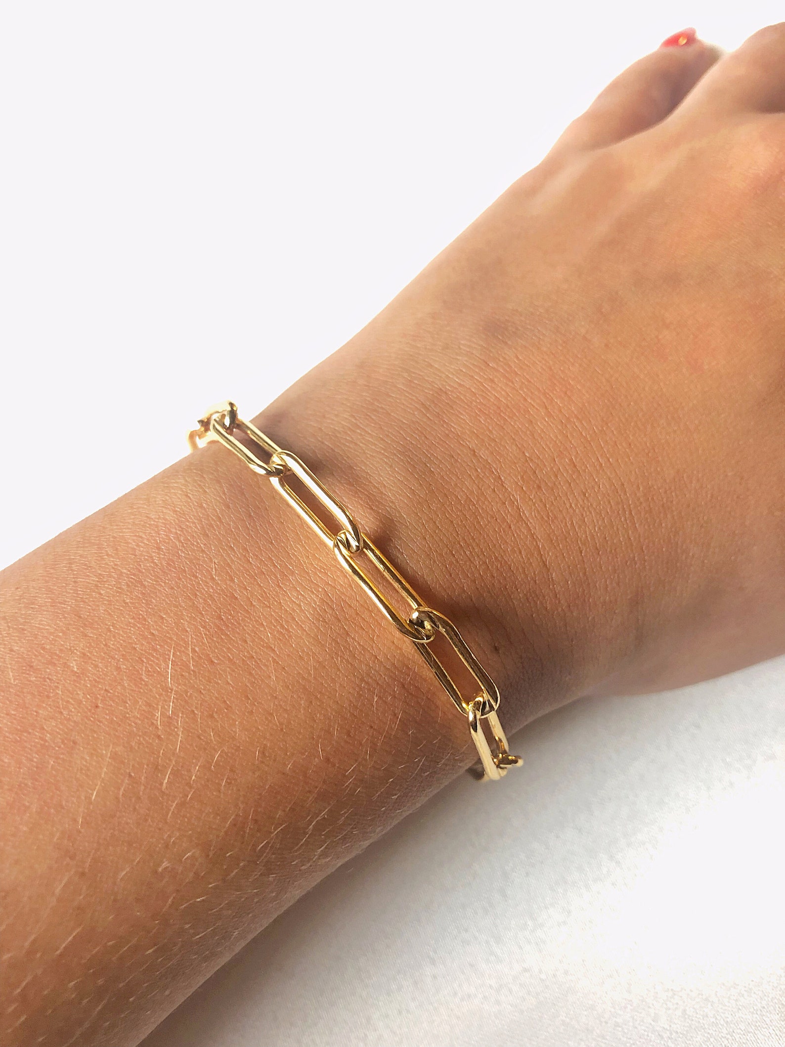 Gold Link Chain Bracelet 14k Gold Filled Rectangle Chain | Etsy