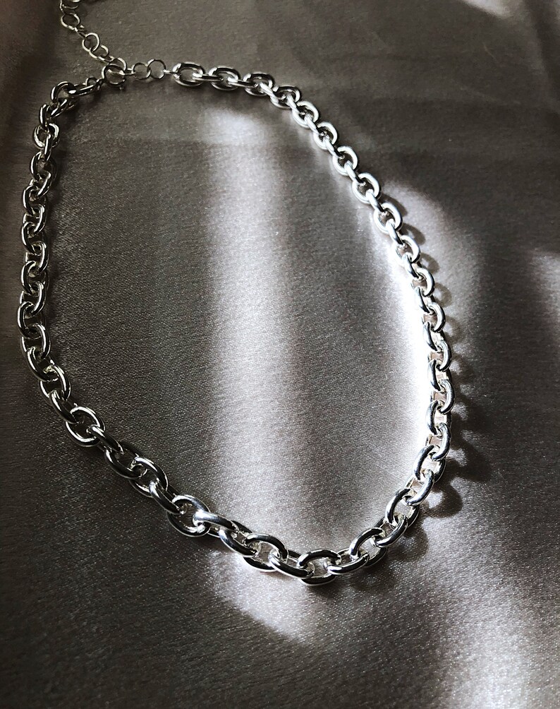 Sterling Silver Link Chain Necklace Heavy Chain Necklace | Etsy