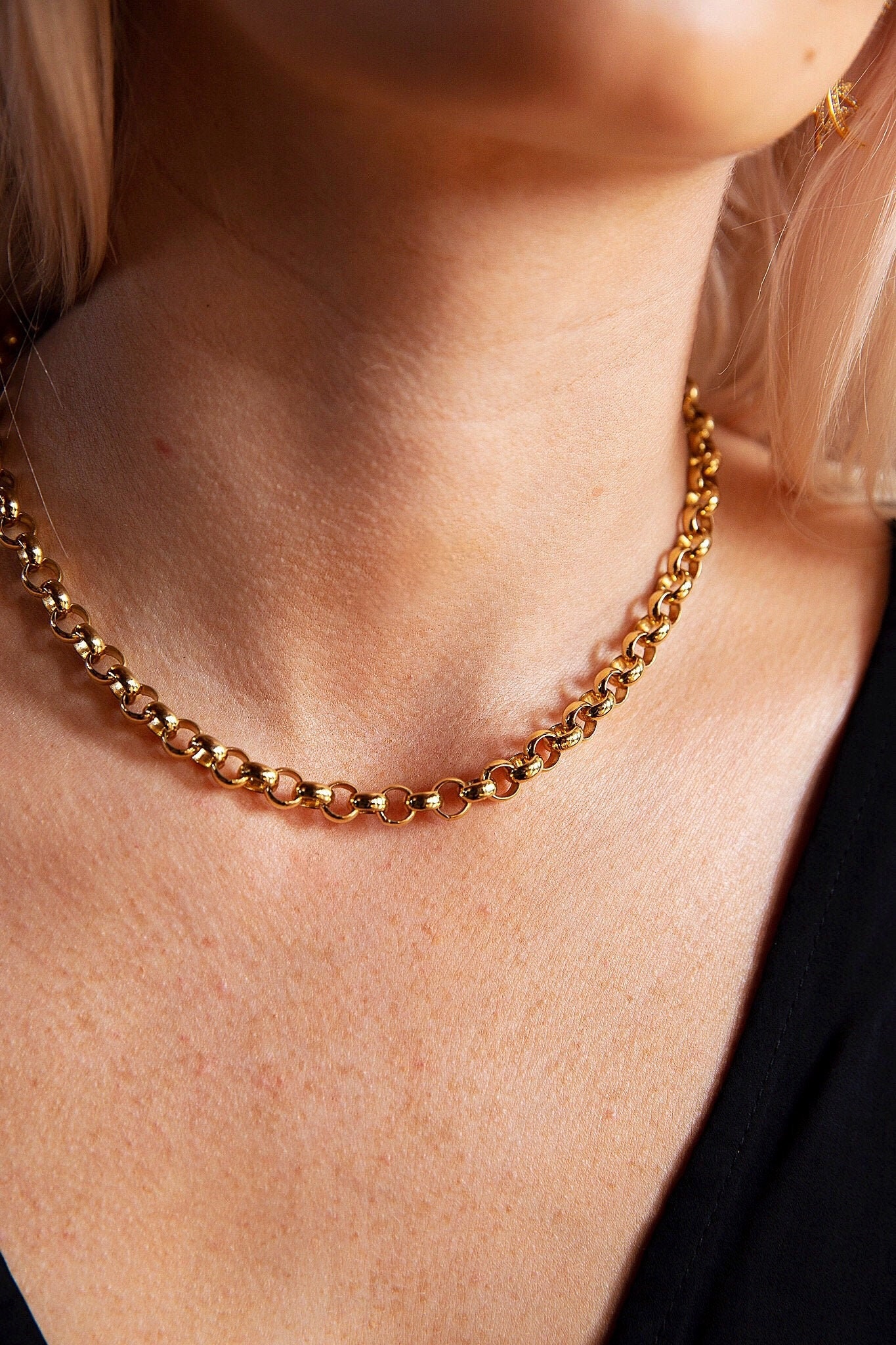 Gold Link Chain Necklace Chunky Chain Necklace Link Chain | Etsy