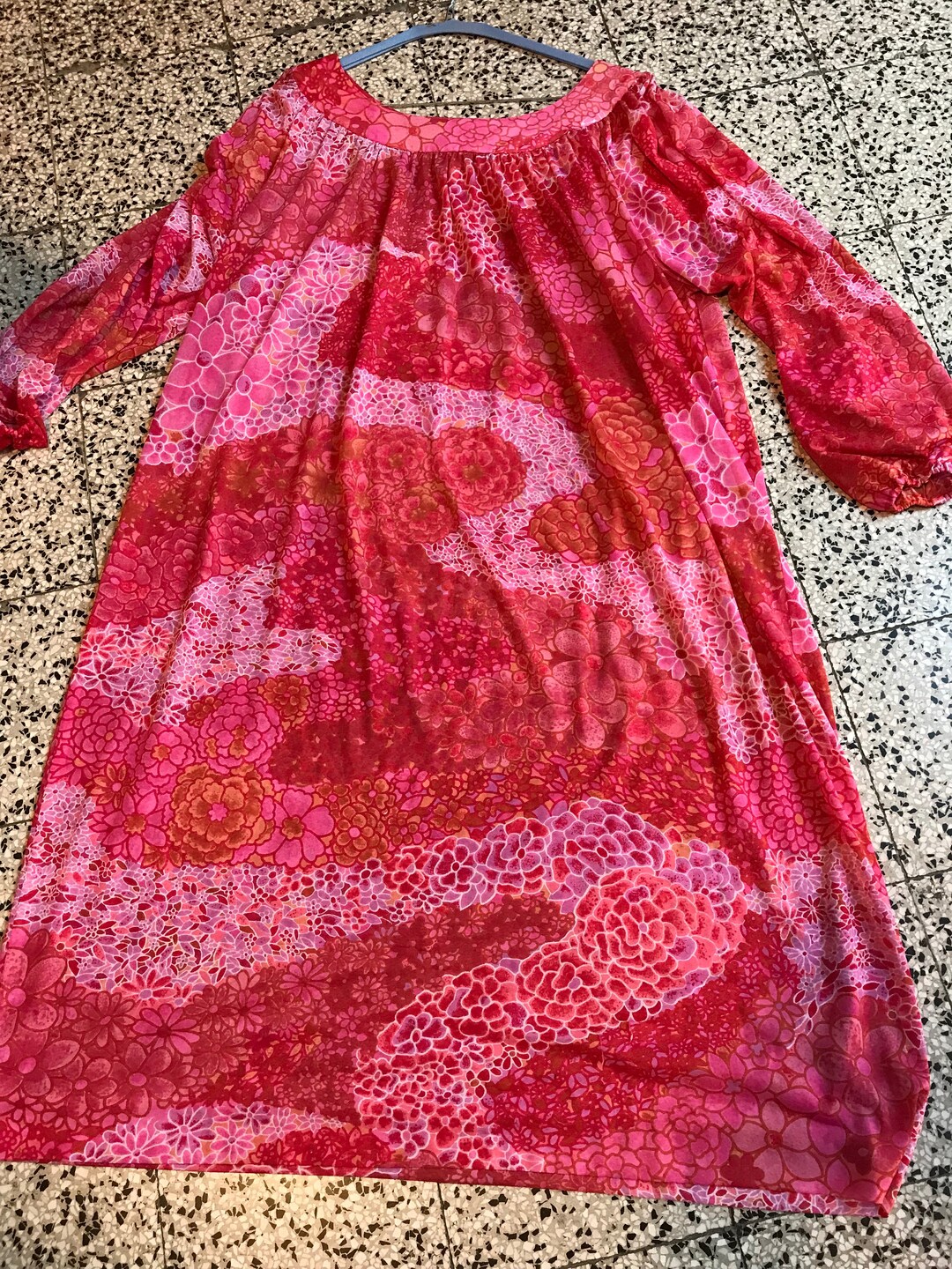 Vintage 70s Valditevere Boho Floral Tea Day Sun Smock Dress / Abstract ...