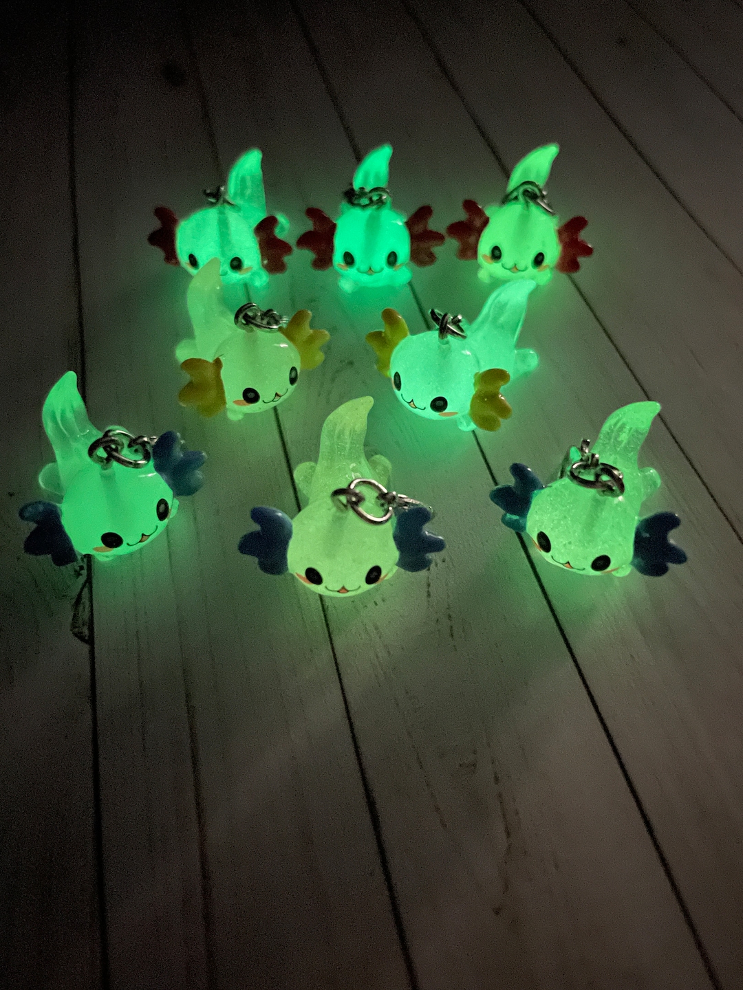 NEW Glow in the Dark Axolotl Badge Reel Charm - Etsy