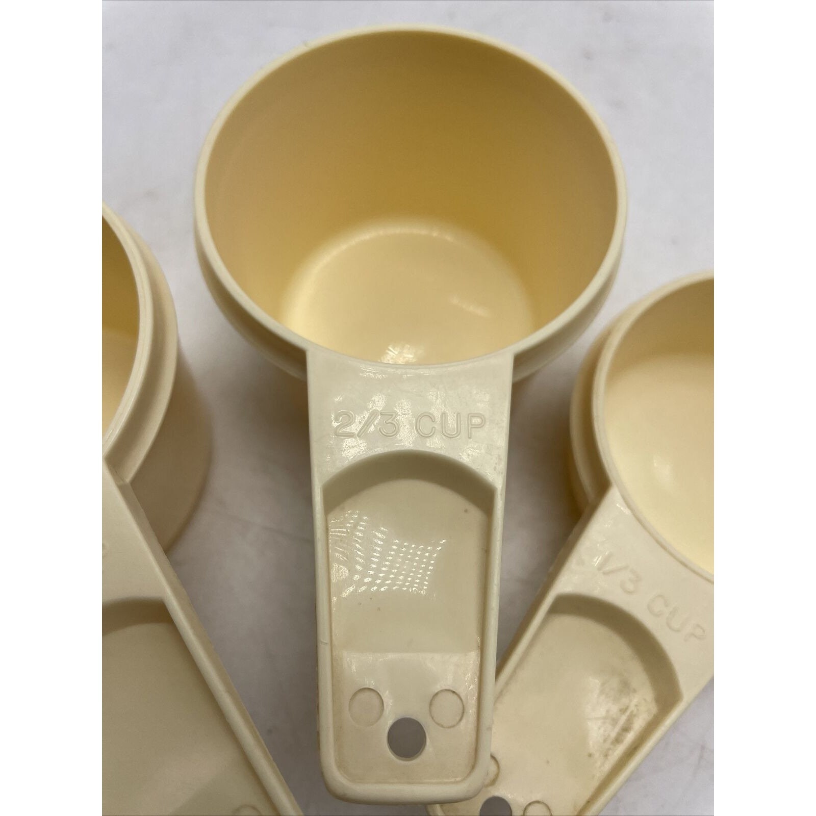 Tupperware Measuring Cups Set of 3 Almond Lot Plastic Stacking Nesting ...