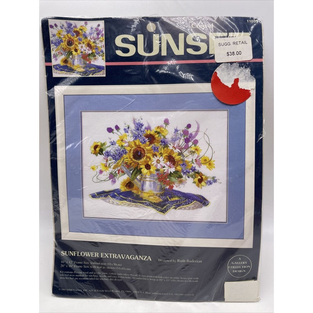 Sunset Crewel Sunflower Extravaganza Kit 16 X 12 - Etsy