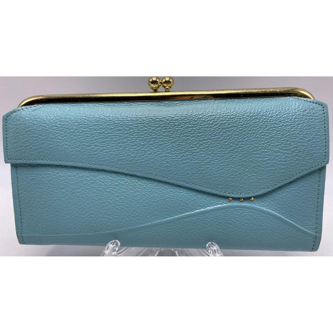 Buxton Wallet Women Turquoise Cowhide Leather Clutch Kiss Lock Coin ...