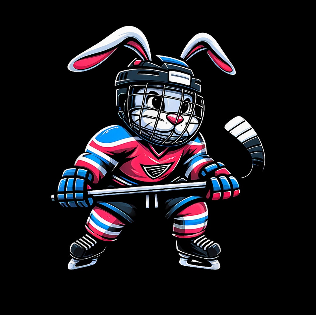 Ice Hockey Bunny Easter Rabbit Hockey Png - Etsy