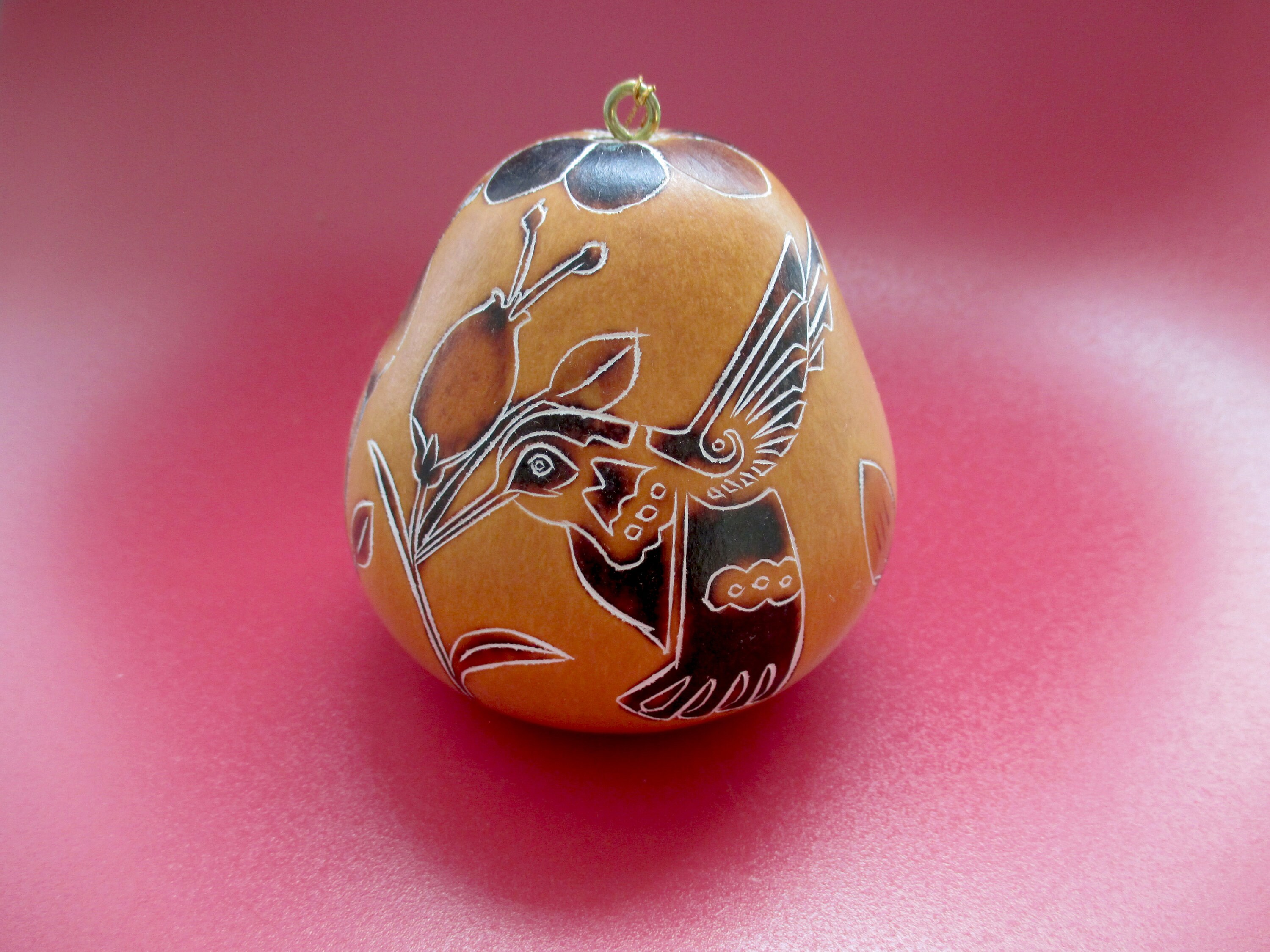 Lucuma Gourd Ornaments 3 Hummingbird Hand Carved Hand Painted Peru Bird ...