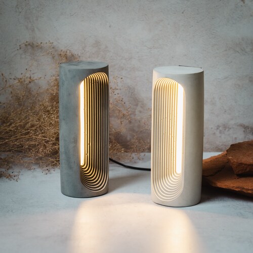 Bedside Table Lamp Night Light Handcrafted Concrete Lamp for - Etsy