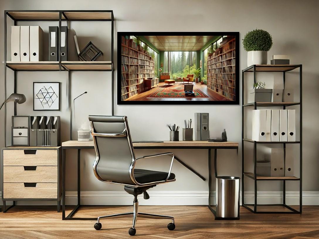 Retro Vinyl Record Room Collection 2-digital Print Virtual Background ...