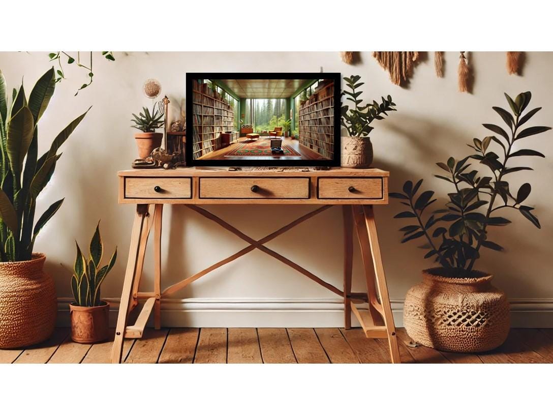 Retro Vinyl Record Room Collection 2-digital Print Virtual Background ...