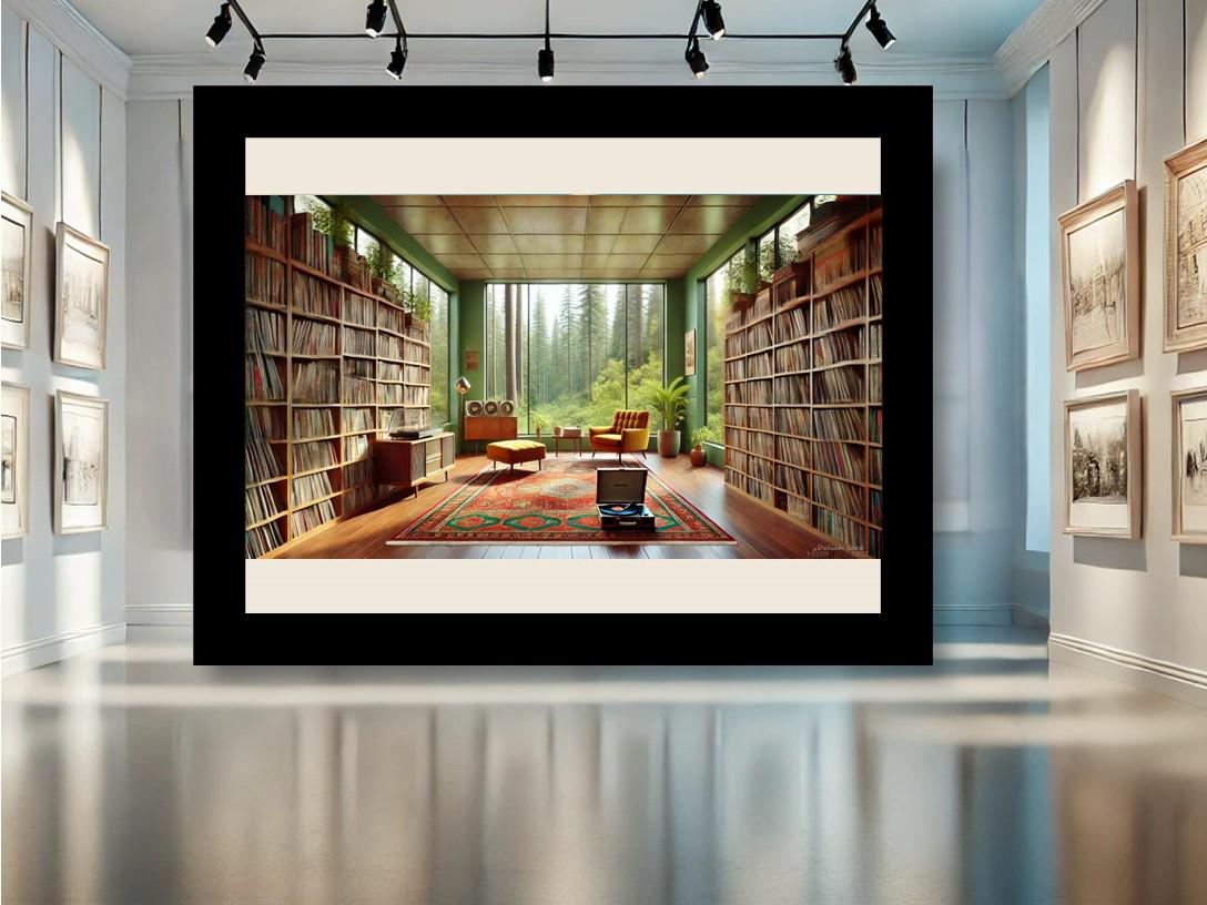 Retro Vinyl Record Room Collection 2-digital Print Virtual Background ...