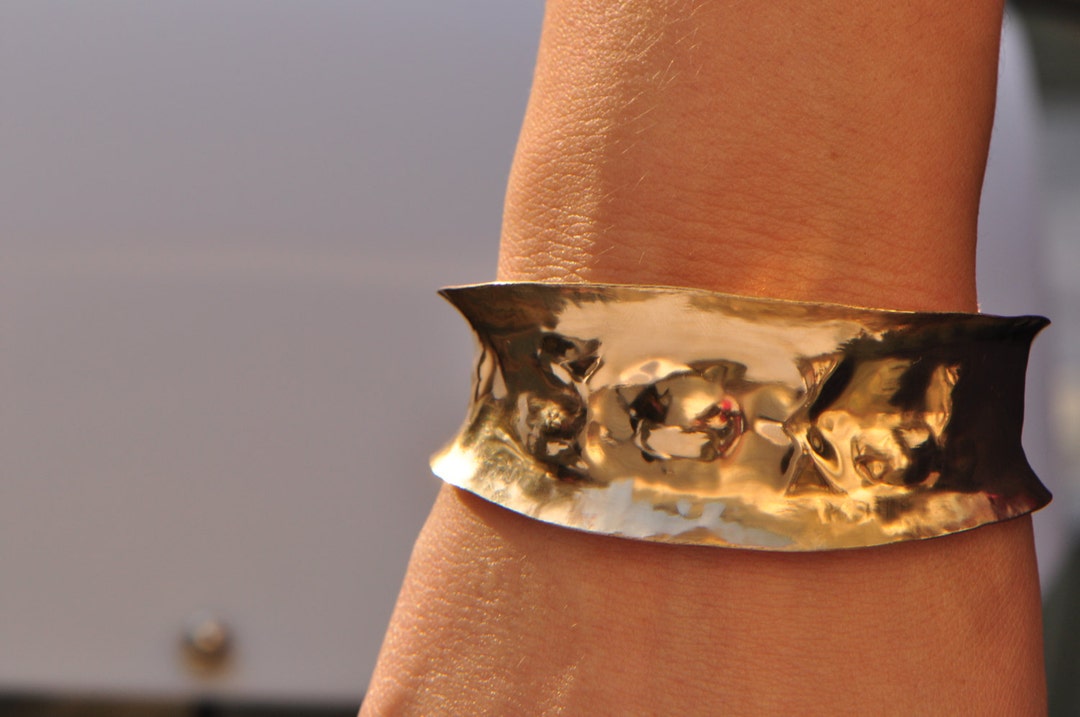 Gold Filled Cuff Bracelet, Wide Cuff Bracelet, Hammered Bracelet ...