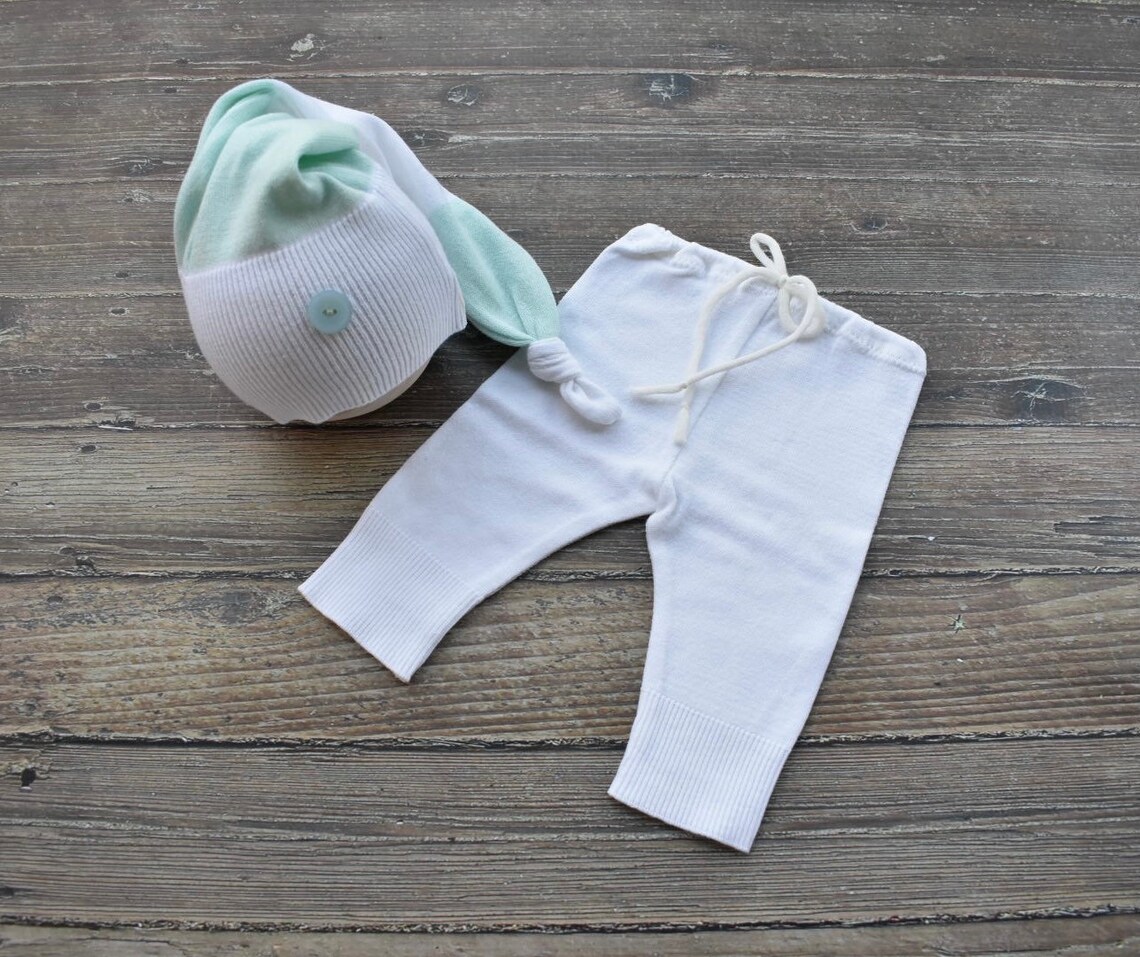 Newborn boy pants set white pants for baby white pants mint | Etsy