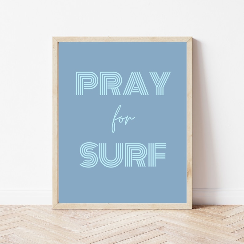 Pray for Surf Print, Surf Nursery Wall Art, Kids Surf Wall Art, Surfing ...