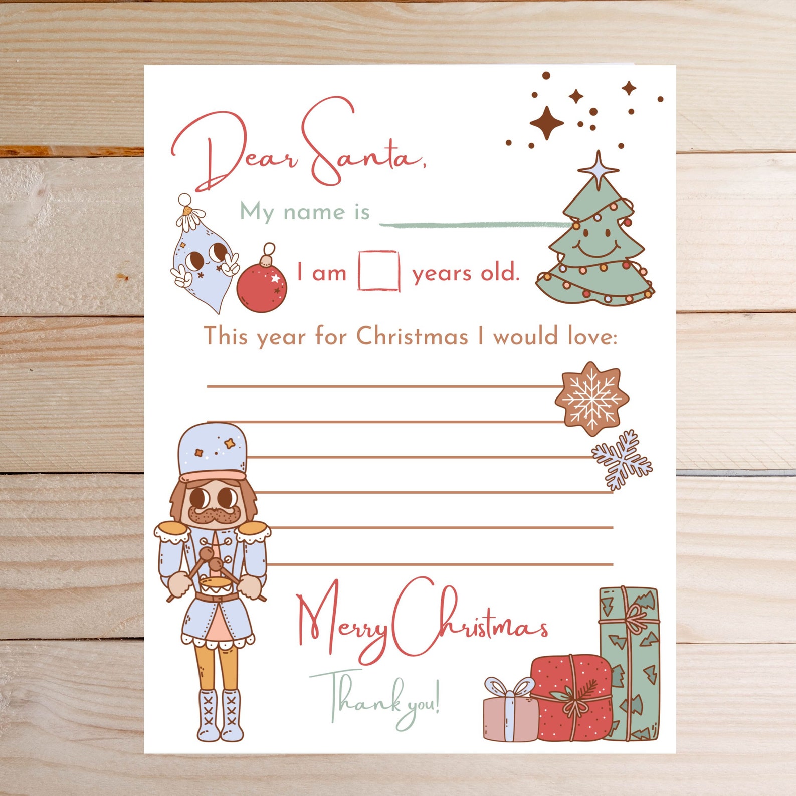 Letter to Santa Printable, Christmas List for Kids, Christmas Wish List ...