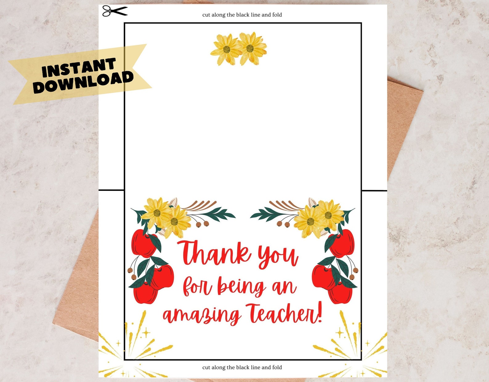 Thank You Teacher, Printable Thank You Card, Teacher Appreciation Card ...