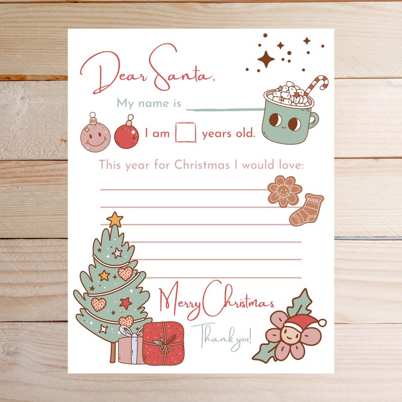 Christmas List Printable, Christmas List for Kids, Letter to Santa ...