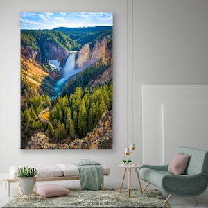 Waterfall Photography, Yellowstone Print, Large Nature Canvas, Wyoming ...