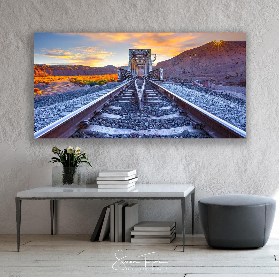 California Desert Photo, Afton Canyon Landscape, Railroad, Epic Canvas ...