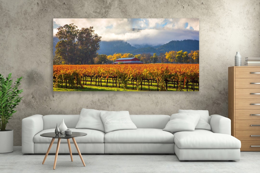 Napa Valley Vineyard Print, California Scenery Canvas, Large Autumn ...