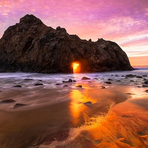 Big Sur Metal Print Vivid Ocean Metal Home Decor Keyhole Arch Metal