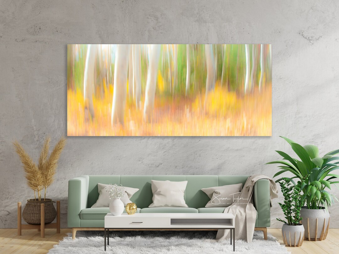 Aspen Trees Abstract Autumn Print, Peaceful Forest Photo, California ...