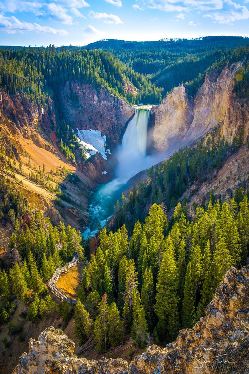Waterfall Photography Yellowstone Print Large Nature Canvas | Etsy