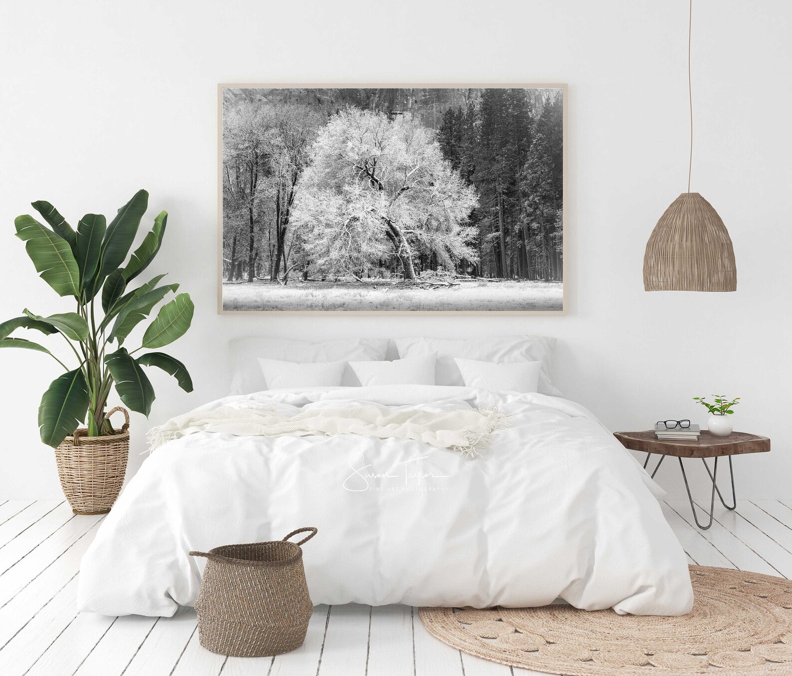 Large Yosemite Decor, Black and White Yosemite Print, Winter Forest ...
