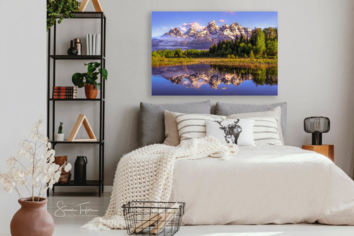 Wyoming Large Print Grand Teton Canvas National Park Snake - Etsy