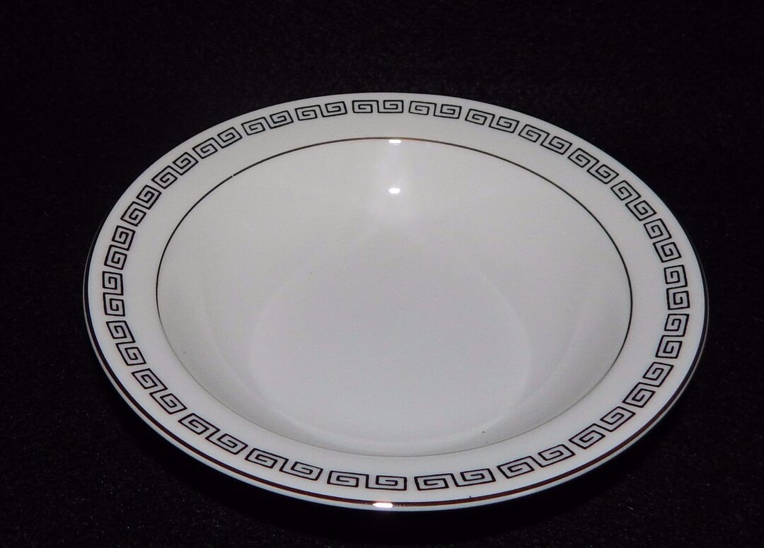 Crown Empire MARQUIS Rim Fruit Berry Bowls Set of 2 Black Greek Key, on ...