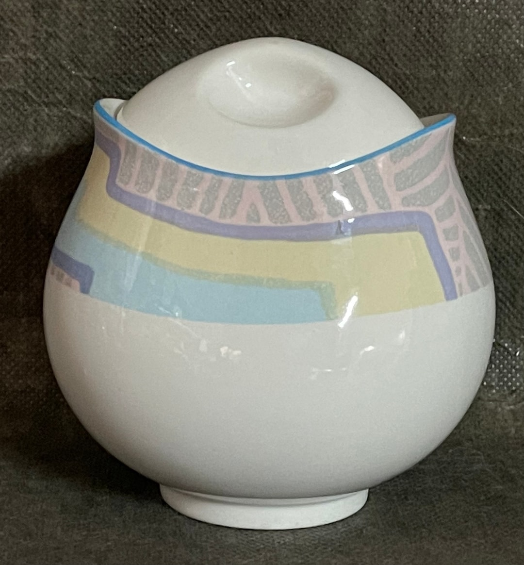 Sango NOUVEAU 267044 Sugar Bowl and Lid Multicolor Pastel Abstract ...