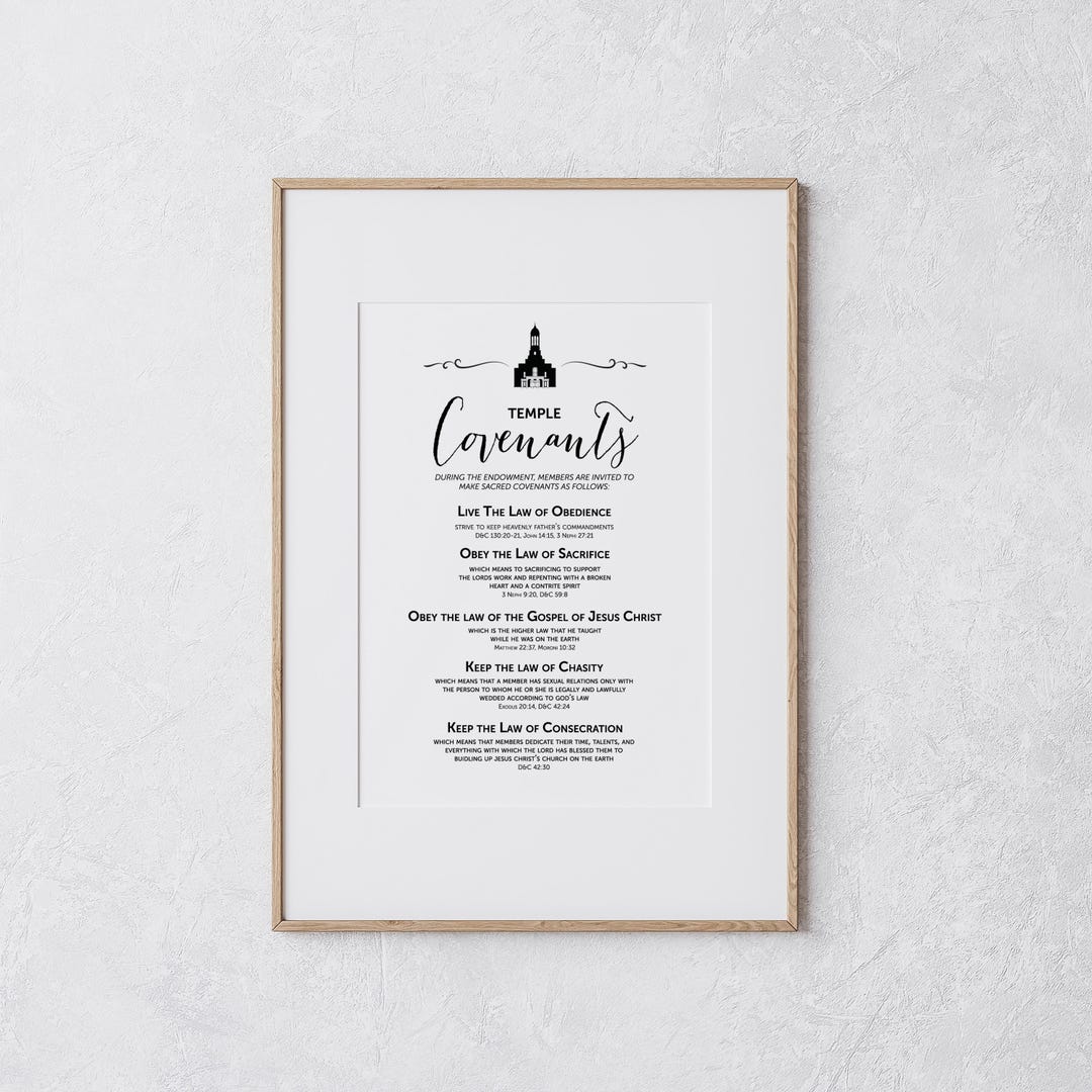 LDS Ephraim Temple Covenants Printable | LDS Temple Poster | LDS Temple ...