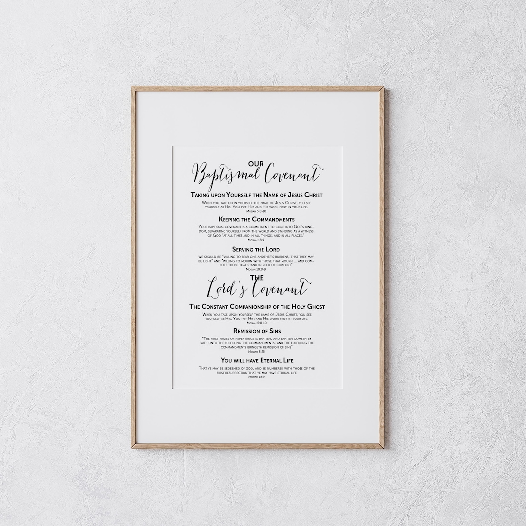 Baptismal Covenants Printable | LDS Temple Poster | Lds Missionary Gift ...