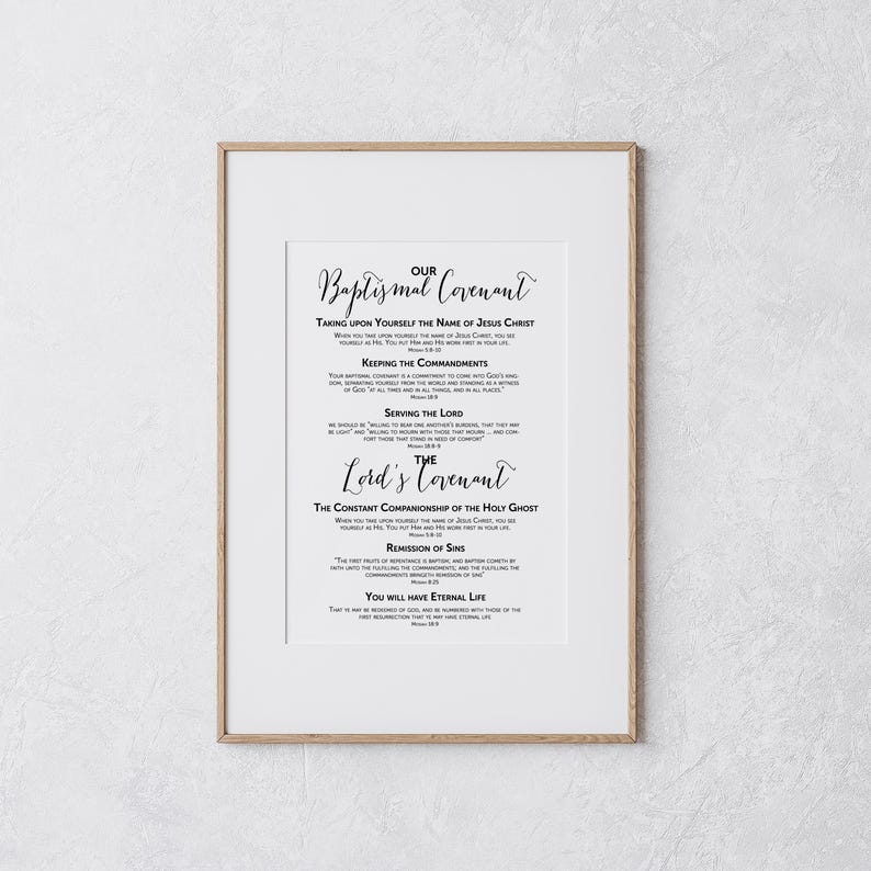 Baptismal Covenants Printable | LDS Temple Poster | Lds Missionary Gift ...