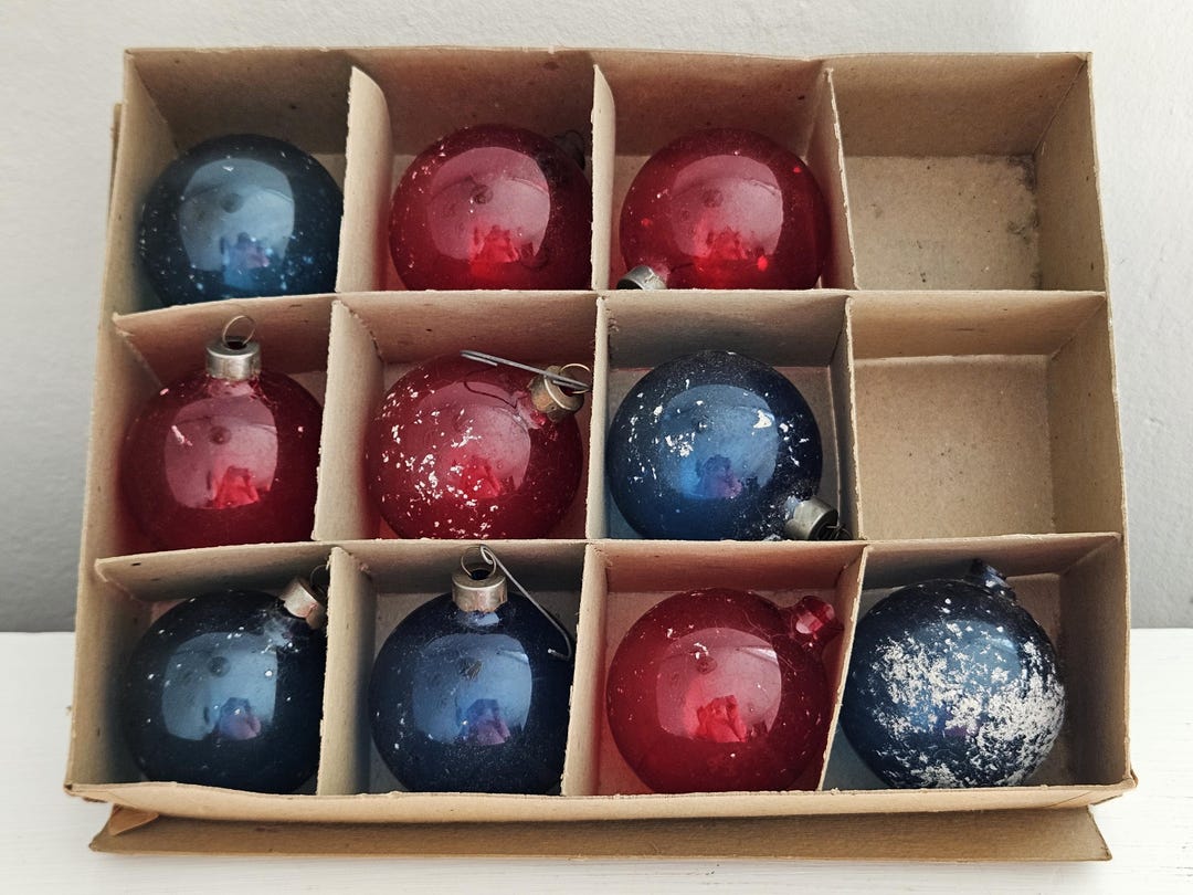 Antique Unsilvered North American Glass Christmas Tree Ornaments, 8 ...