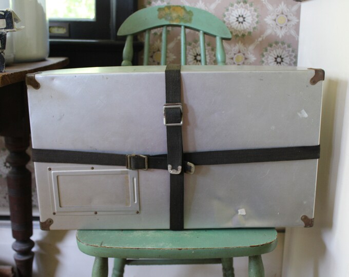 Vintage Aluminum Shipping Box, Laundry Crate, Mailing Crate With Label ...