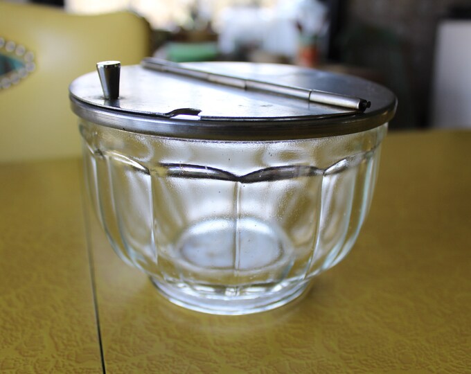 Vintage Diner Sugar Bowl, Medco Glass Sugar Bowl With Chrome Flip Top ...