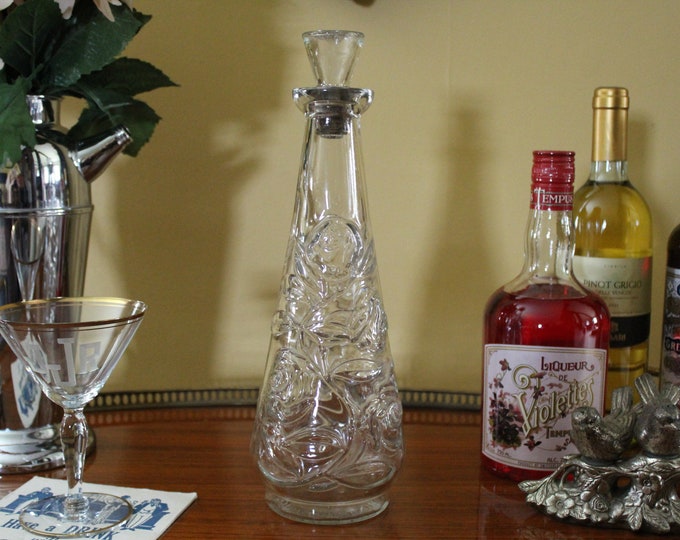 Vintage Rose Liquor Decanter With Glass and Cork Stopper, 1960s Four ...