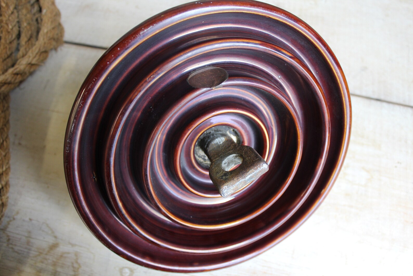 Vintage Extra Large Brown Ceramic Insulator With Cast Iron - Etsy