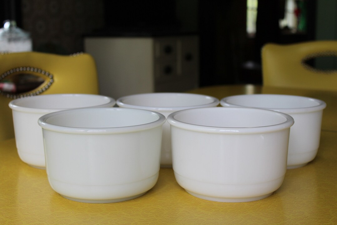 One Vintage Small Milk Glass Mixing Bowl W/ Textured Bottom, White ...
